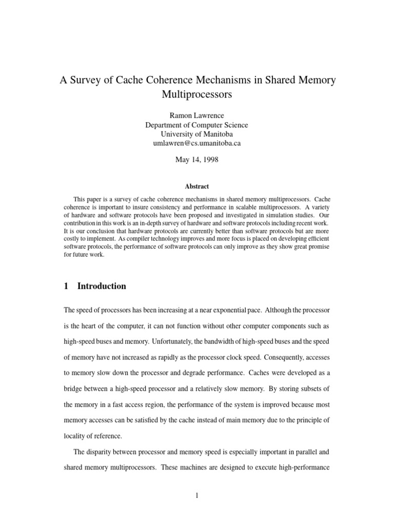 A Survey of Cache Coherence Mechanisms in Shared M | PDF | Cpu Cache | Cache (Computing)