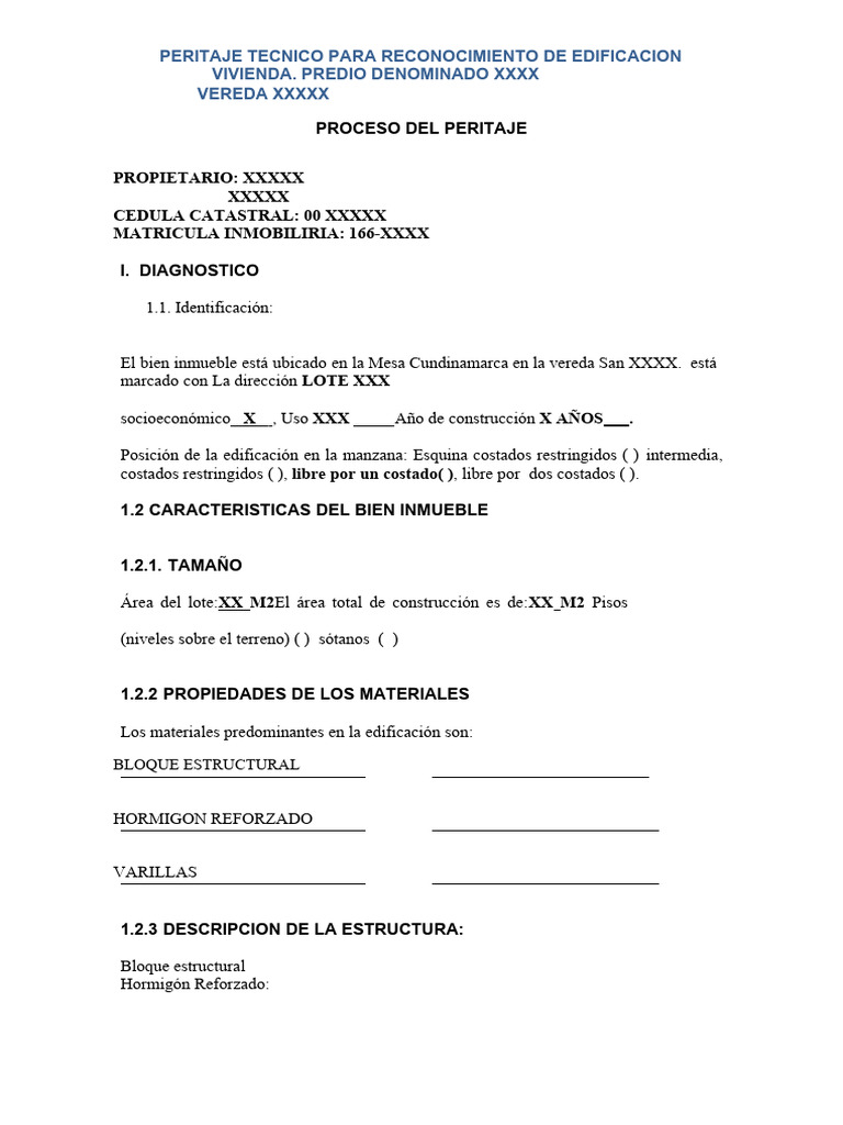 Formato de Peritaje | PDF | edificio | Hormigón