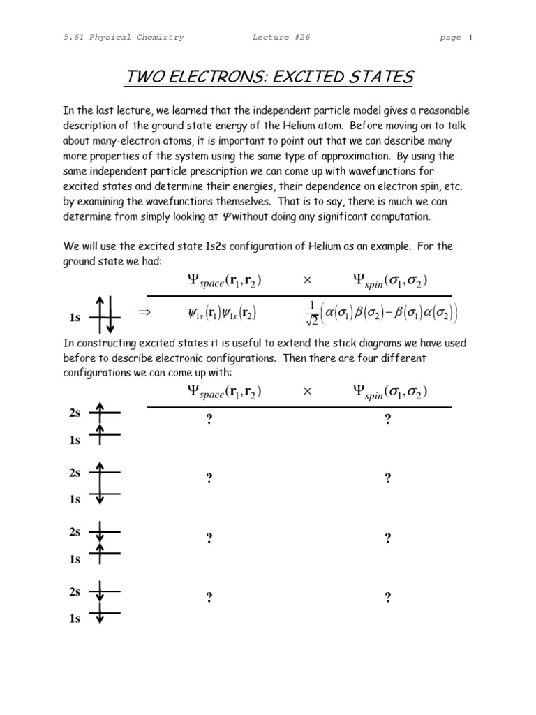 Two Electrons Excited States | PDF | Mathematical Physics | Atomic