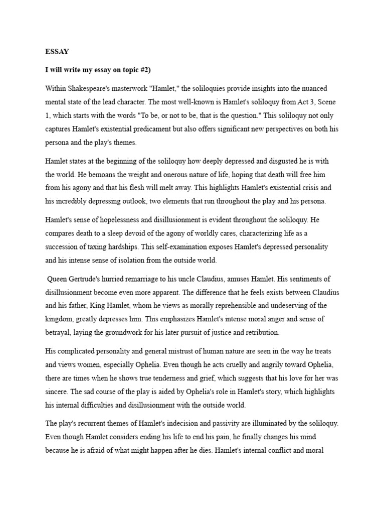 Hamlet Assignment | PDF | Hamlet