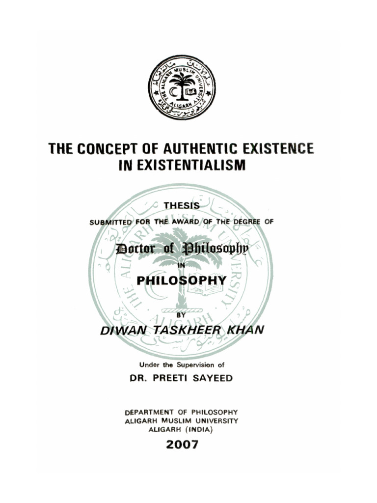 The Concept of Authentic Existence in Existentialism: " Pif Osophyr? | PDF