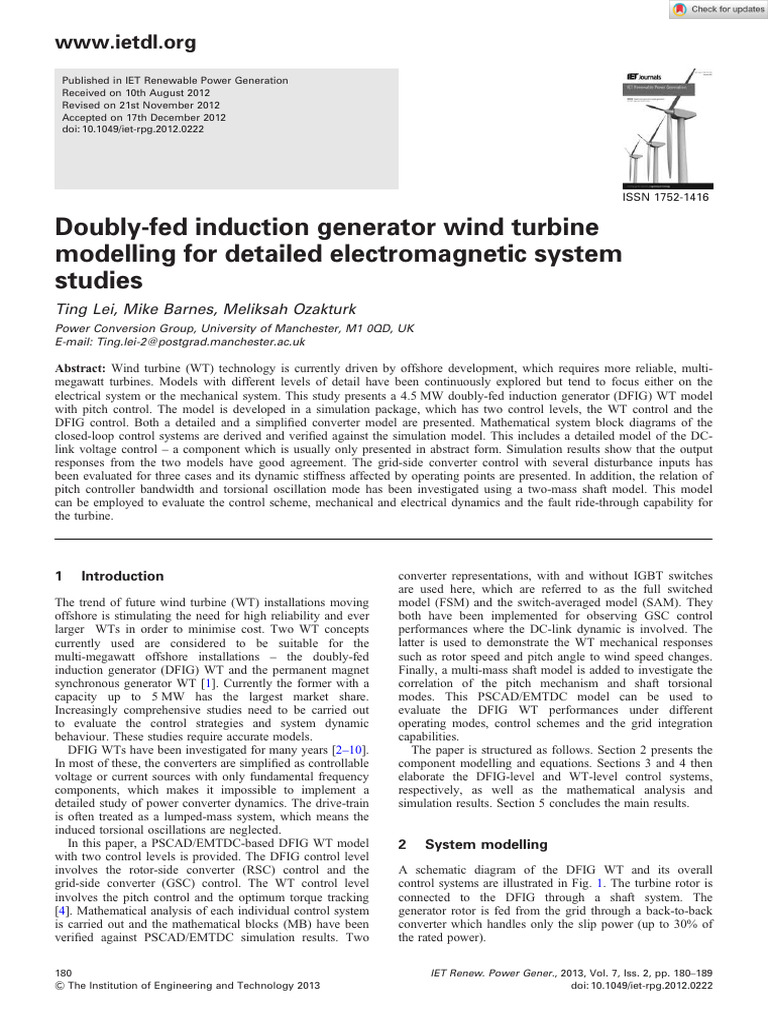 IET Renewable Power Gen - 2013 - Lei - Doubly Fed Induction Generator ...