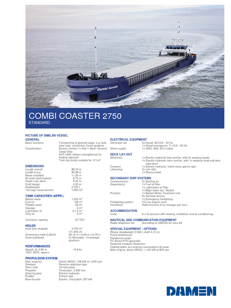 Product Sheet Damen Combi Coaster 2750-09-2017 | PDF | Ships | Anchor