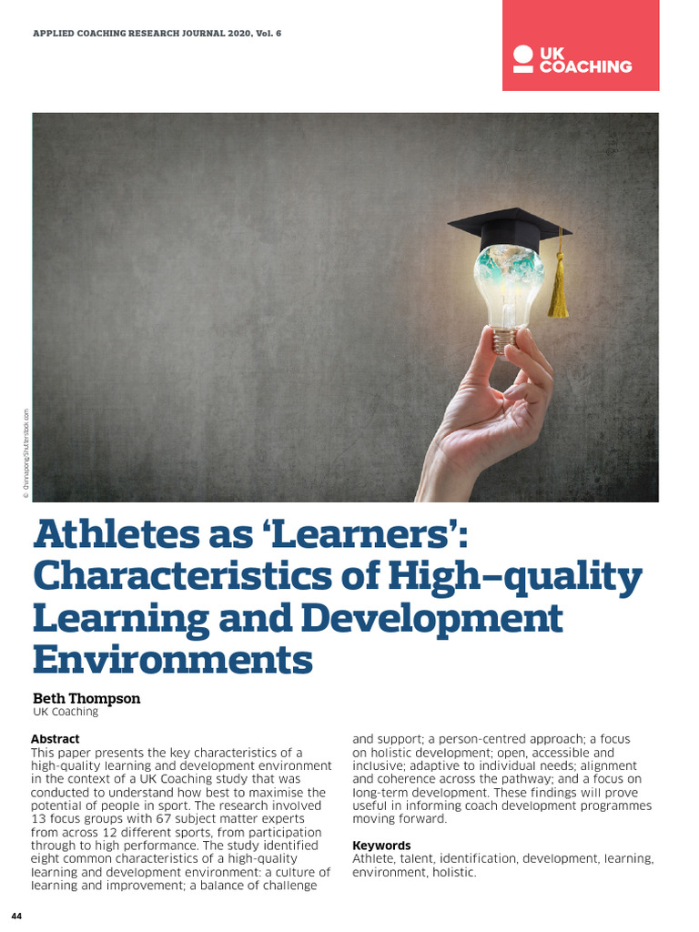 Athletes As Learners Characteristics of High Quality Learning and ...