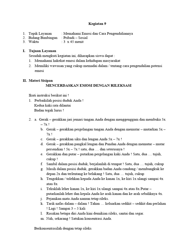 Modul BK (Bimbingan Konseling) Kelas 10 Memahami Emosi | PDF