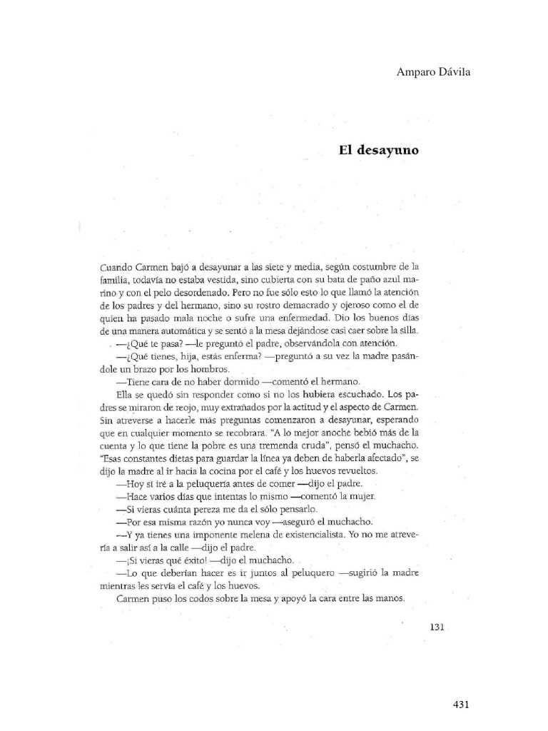 Amparo Davila - El Desayuno | PDF