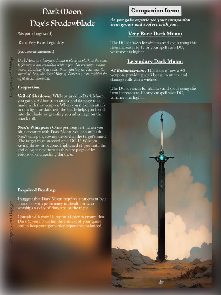Item - Dark Moon, Nox's Shadowblade | PDF