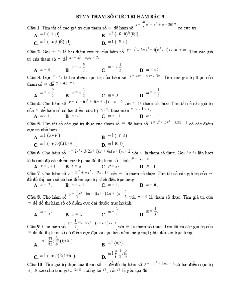 btvn cực trị | PDF