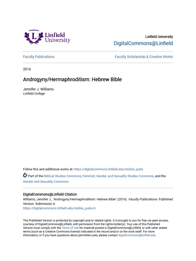 Androgyny Hermaphroditism Hebrew Bible | PDF | Genesis Creation ...