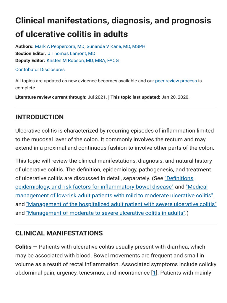 Ulcerative Colitis Diagnosis | PDF | Ulcerative Colitis | Inflammatory ...