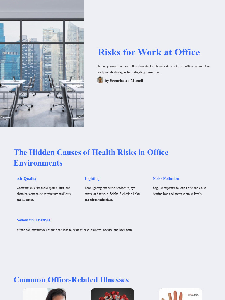 Risks For Work at Office (1) (Autosaved) | PDF | Human Factors And ...