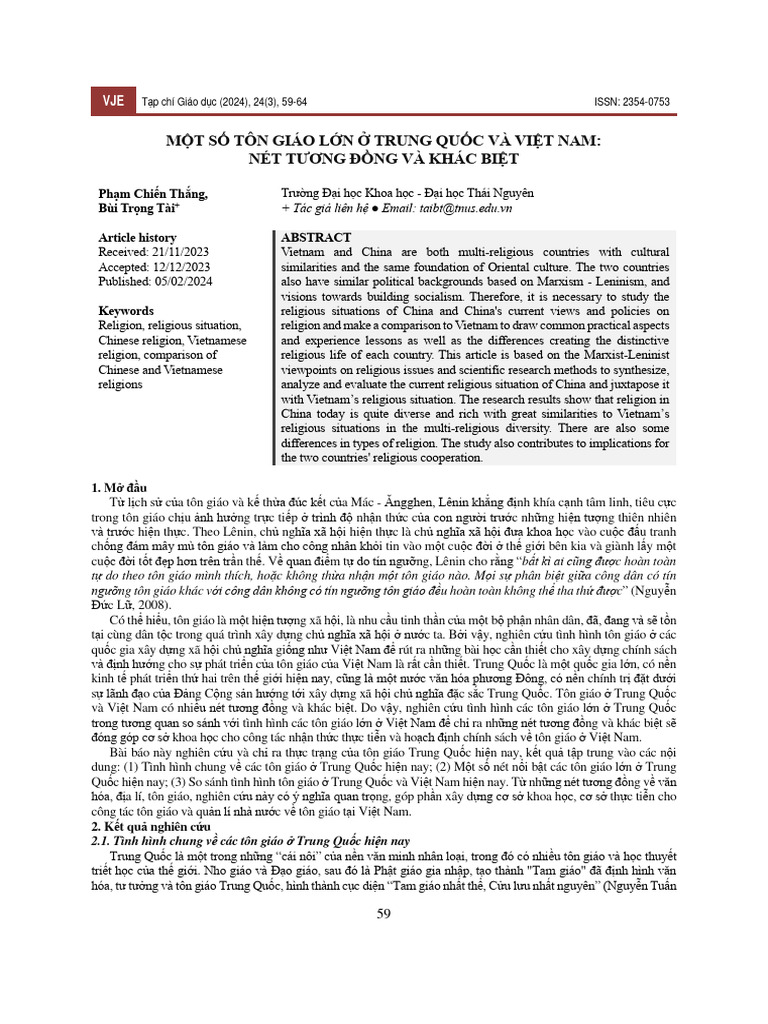 MT S TN Gio LN Trung Quc V Vit Nam NT TNG NG V KHC Bit | PDF