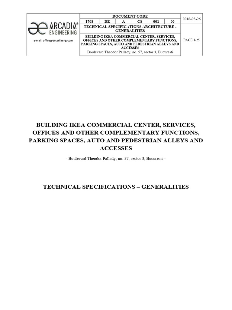 1708.DE.A.CS.001 - 00 - Technical Specifications-Generalities | PDF