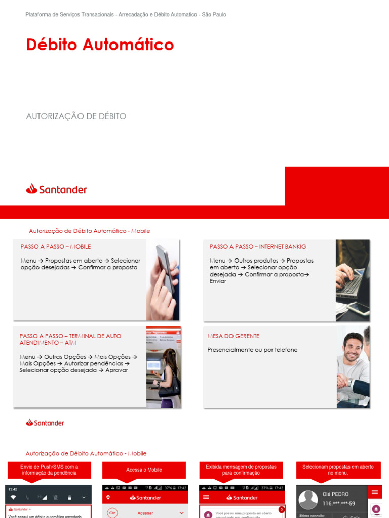 Autorização de Débito Automático Santander | PDF | Opção (finanças ...