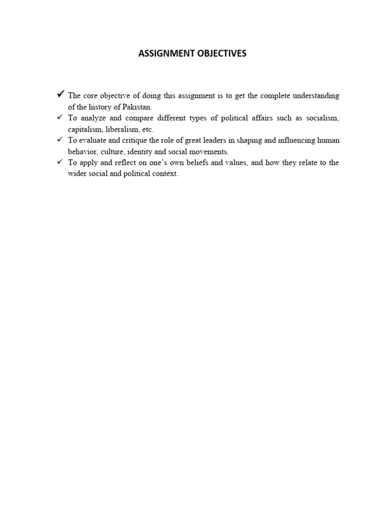 Assignment Objectives Pdf 