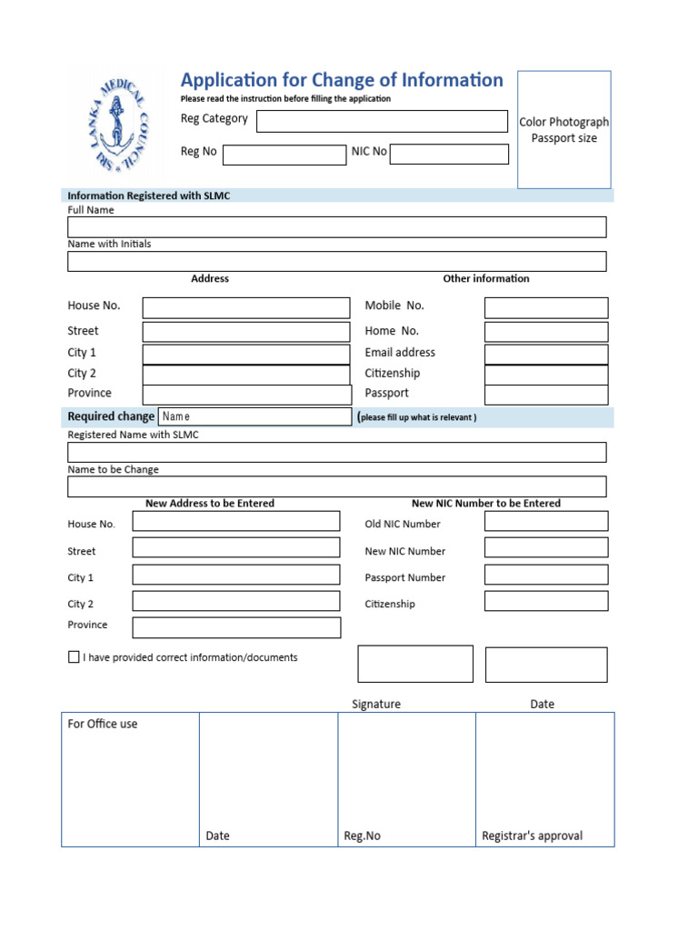 Application Change of Information | PDF | Identity Document | Payments
