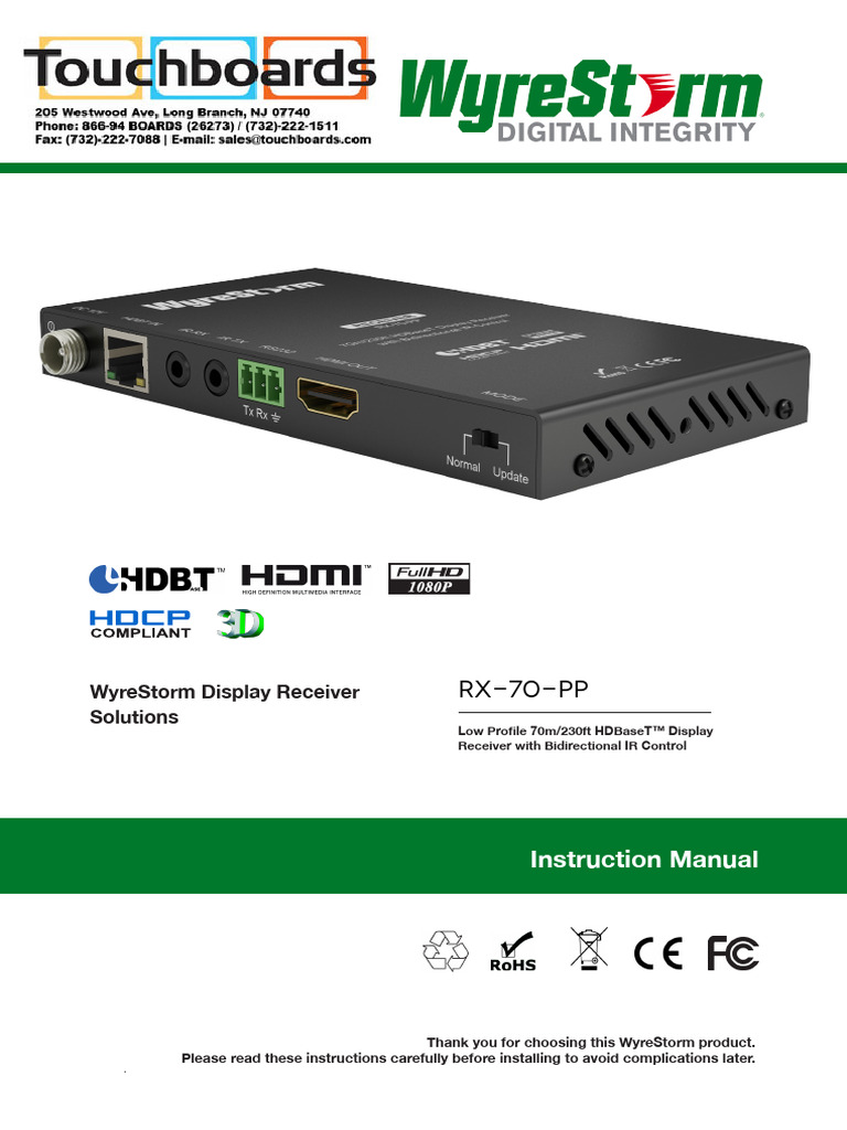 WyreStorm RX 70 PP UserManual | PDF | Hdmi | Amplifier