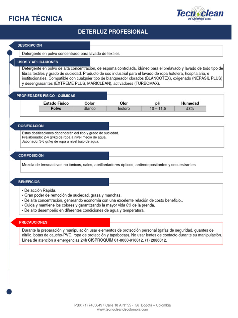 Fichas Tecnicas | PDF | Agua | Detergente