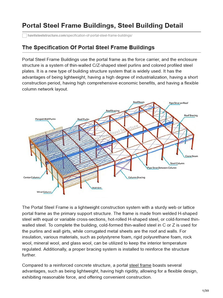 Portal Steel Frame Buildings Steel Building Detail | PDF | Framing ...