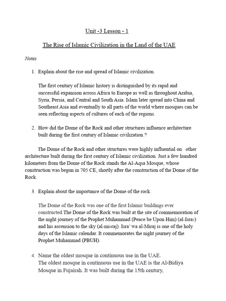 Rise of Islamic Civilization in UAE | PDF