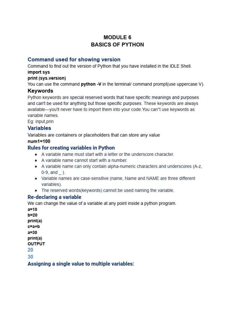BASICS PYTHON (1) | PDF | Data Type | Integer (Computer Science) BASICS PYTHON (1) | PDF | Data Type | Integer (Computer Science)