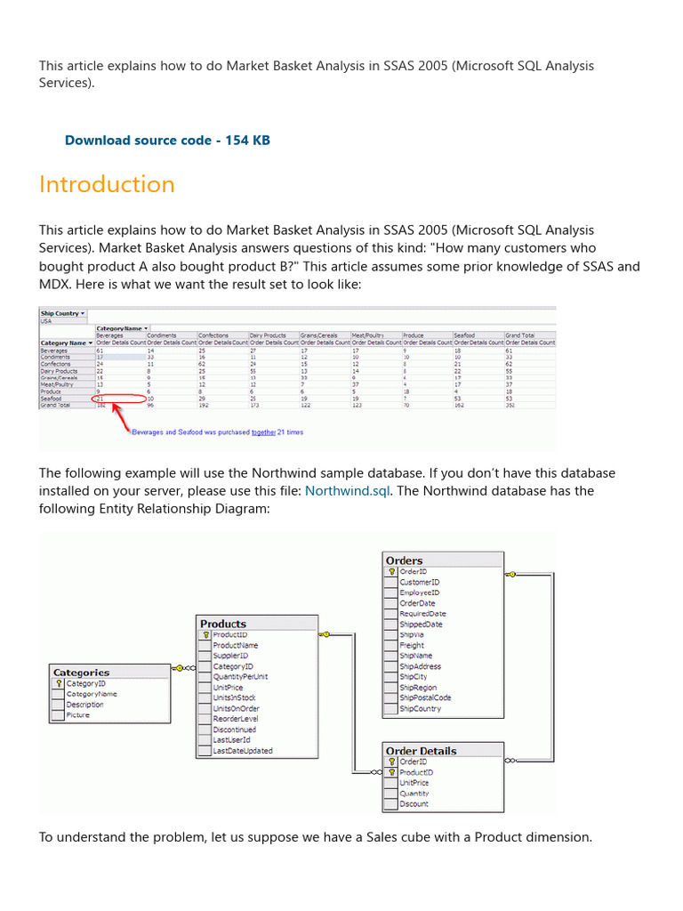 Market Basket Analysis in SSAS 2005+ - CodeProject | PDF
