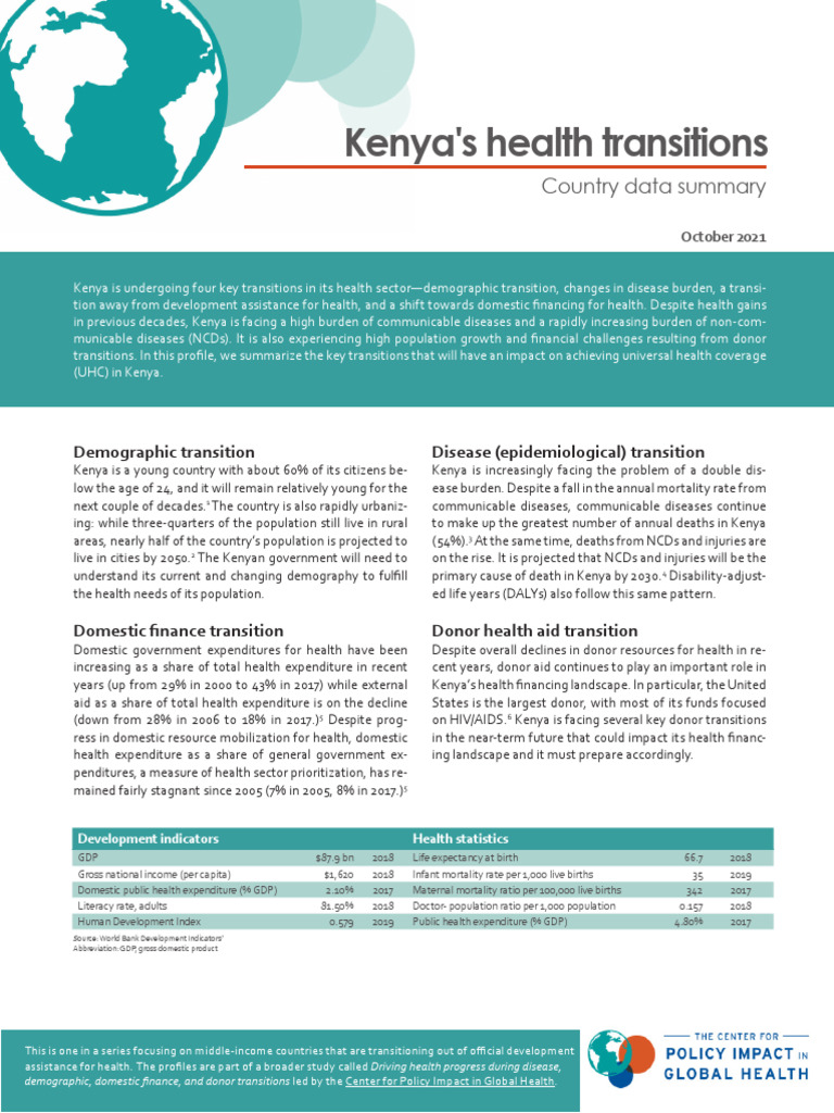 Kenya 4Ds Data Profile FINAL | PDF | Gross Domestic Product | Maternal Death