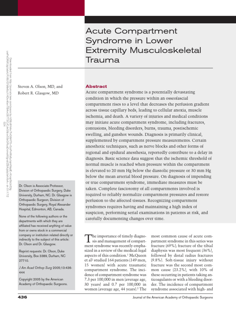 Acute Compartment Syndrome in Lower Extremity.3 | PDF | Ischemia ...
