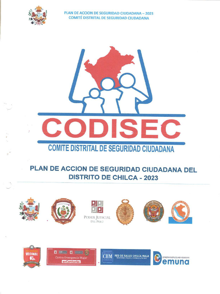Plan de Accion de Seguridad Ciudadana Del Distrito de Chilca 2023 Codisec - Compressed | PDF