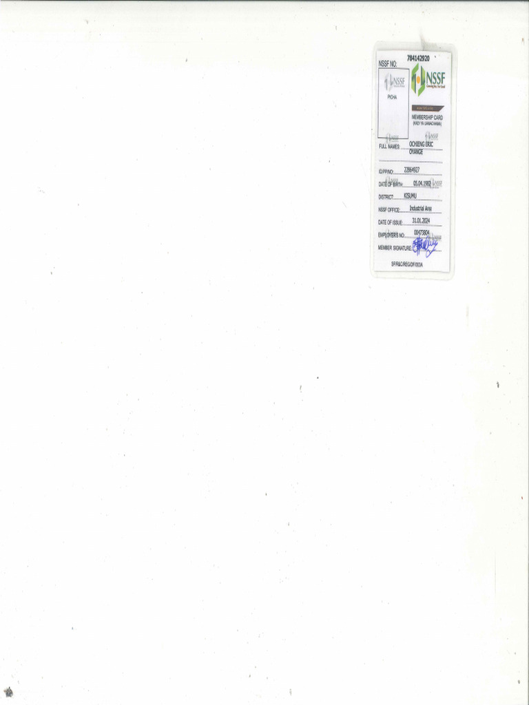 NSSF Card-Eric Ochieng Oyange | PDF
