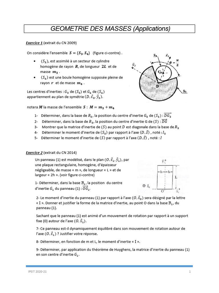 Appl. Géométrie Des Masses | PDF | Mécanique newtonienne | Mécanique