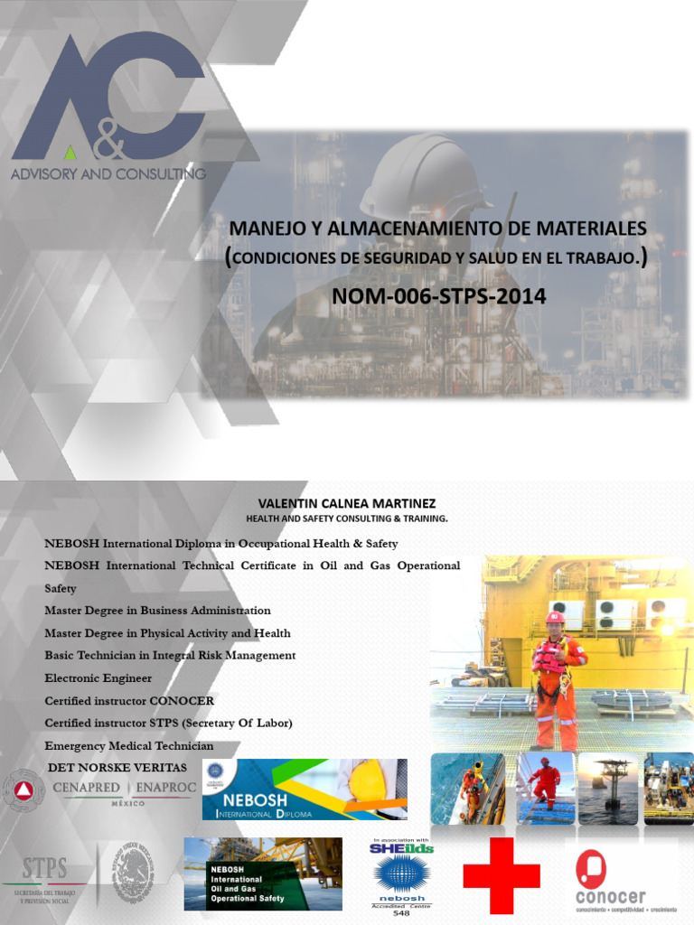 NOM-006-STPS-2014 (presentación) | PDF | Seguro | Organización Internacional del Trabajo