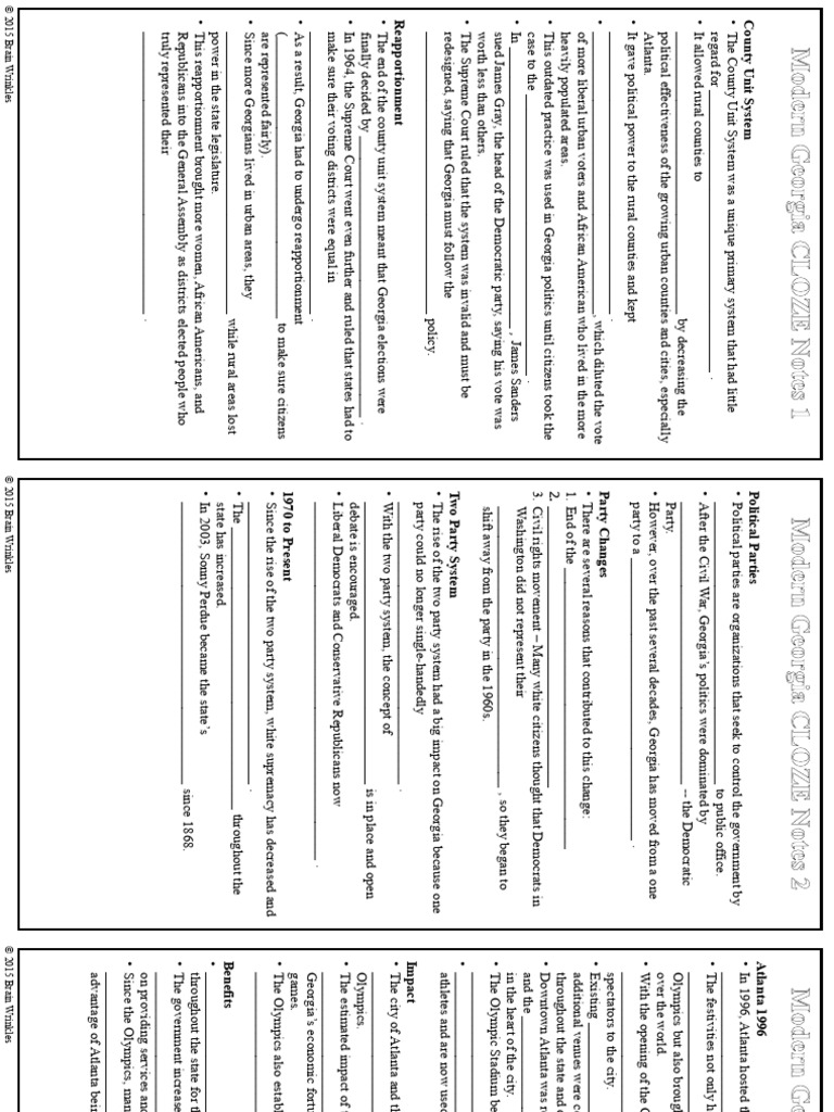 SS8H12 Cloze Notes | PDF | Democracy | Political Ideologies