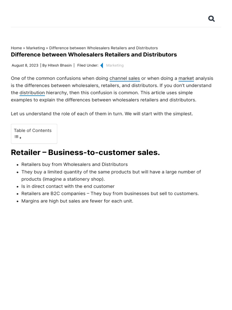 Difference Between Wholesalers Retailers and Distributors - Marketing91 ...
