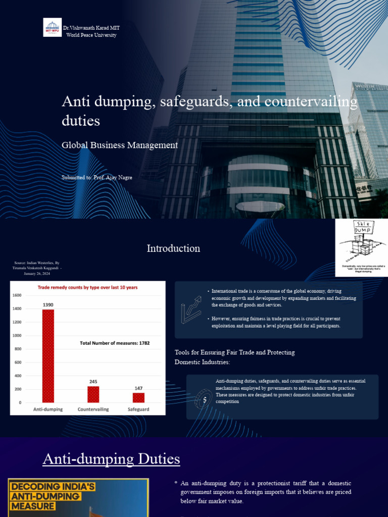 Anti Dumping, Safeguards, and Countervailing Duties: Global Business ...
