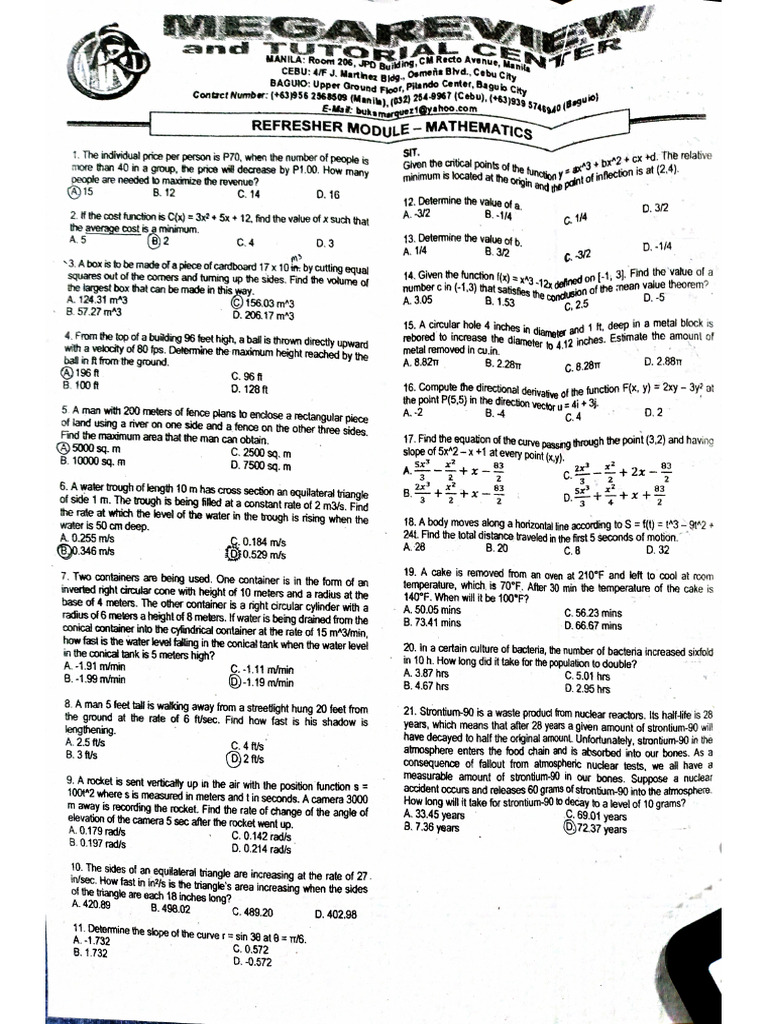 Refresher Module Math | PDF