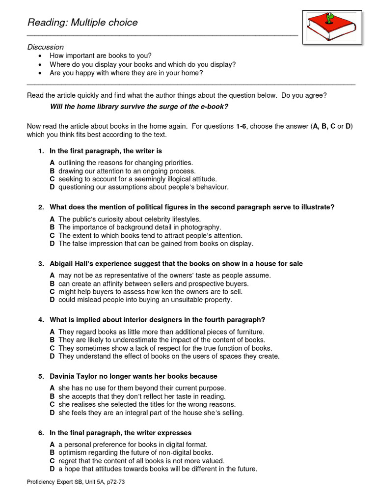 Unit5a Reading MC Books | PDF