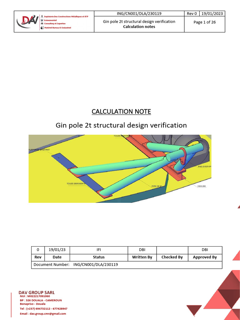 Gin Pole 2t Structural Design Verification | PDF