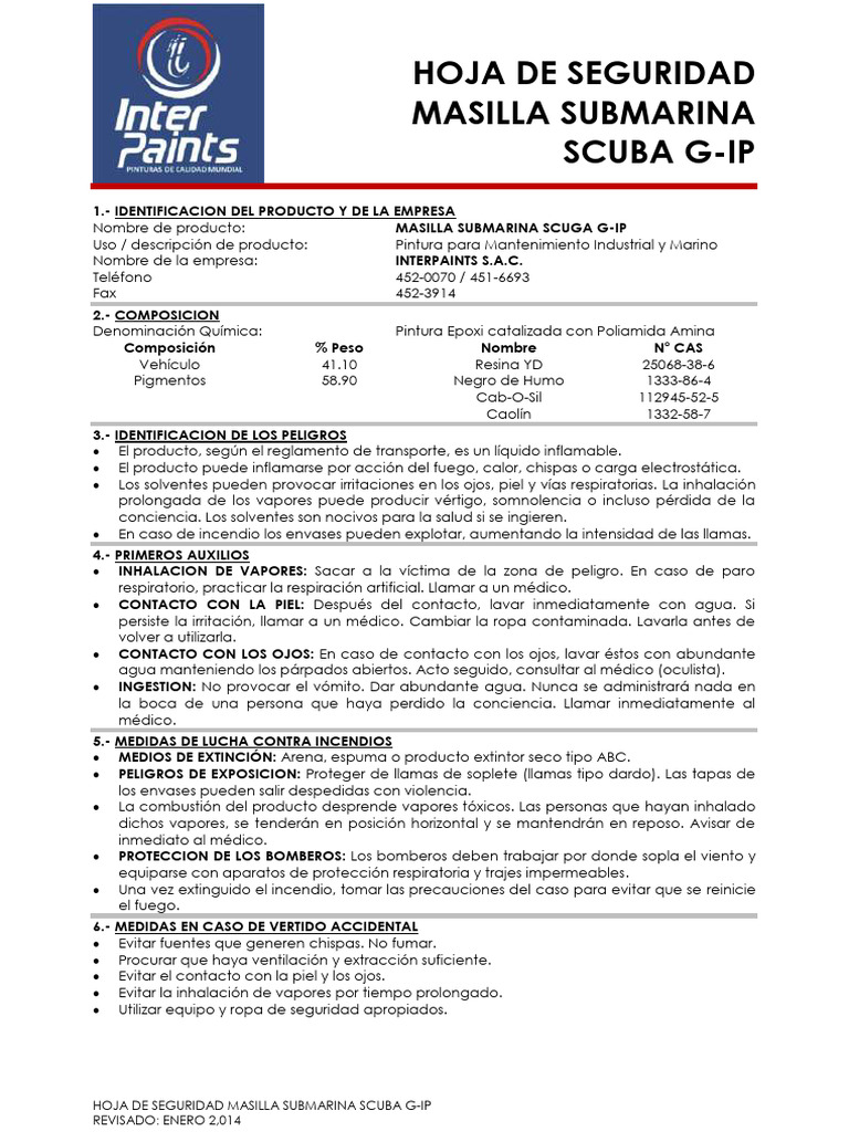 MSDS - Scuba G-Ip | PDF | Agua