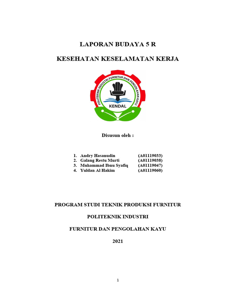 Laporan Budaya 5 R Kesehatan Keselamatan Kerja: Disusun Oleh | PDF | Bisnis
