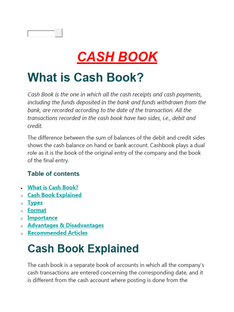 Cash Book | PDF