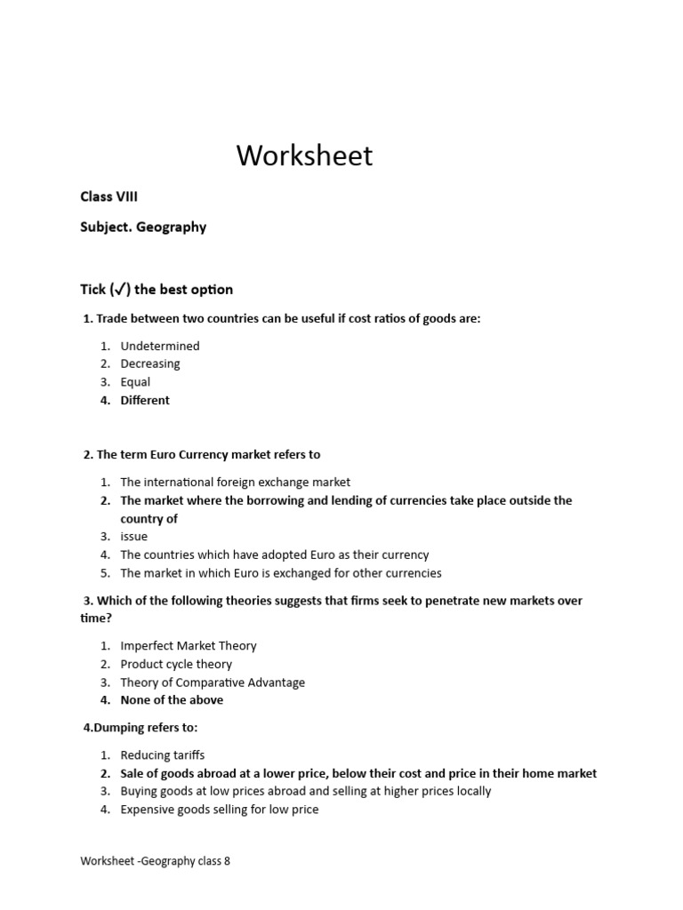 Geo Worksheet G.8 | PDF