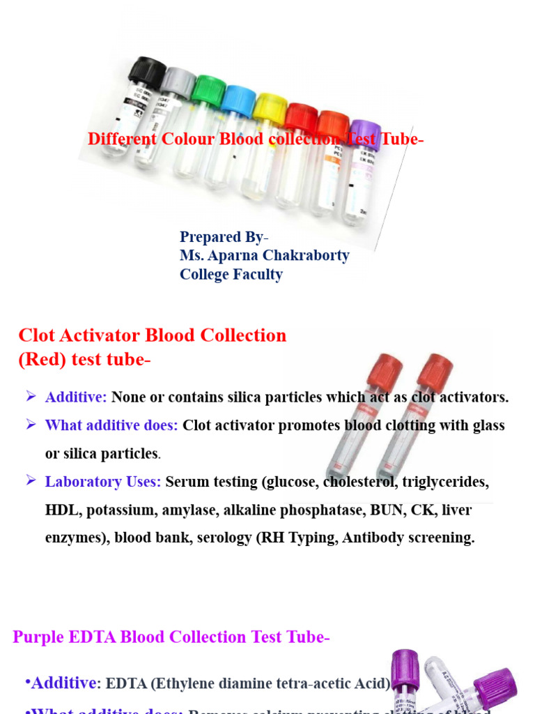 Blood Collection Test-tube classnote | PDF | Coagulation | Calcium