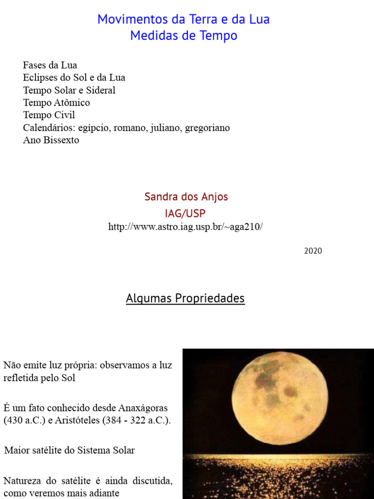 Movimentos Da Terra e Da Lua Medidas de Tempo | PDF | Eclipse | Ano
