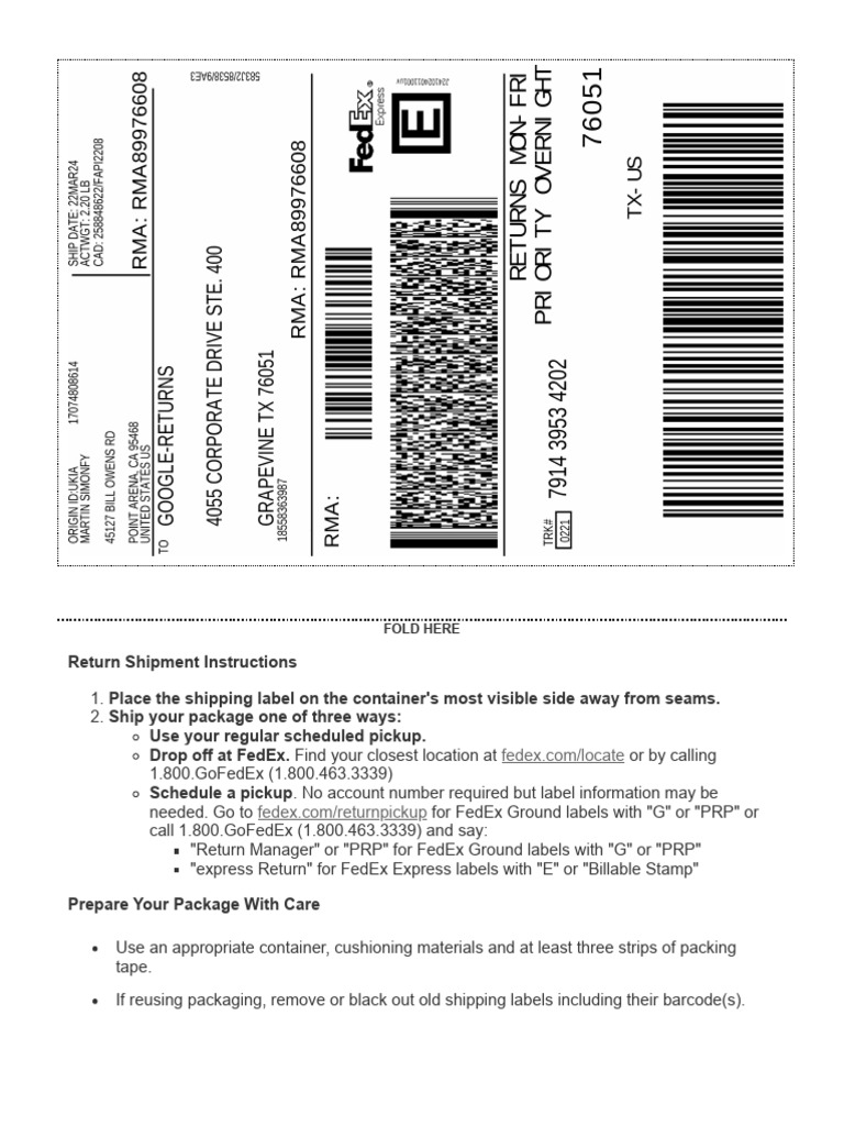 GSR.7696-5762-3489 Shipping Label | PDF
