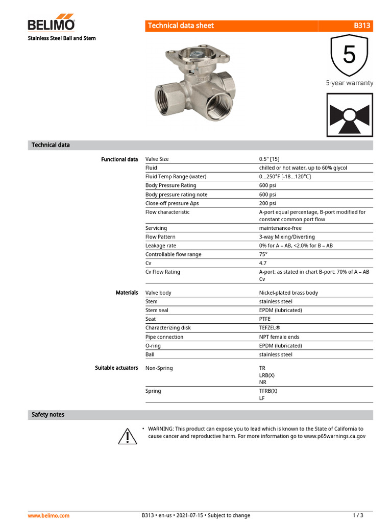 Belimo B313 LRQX24-MFT Assembly En-Us | Download Free PDF | Valve ...