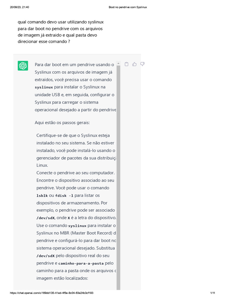 Boot No Pendrive Com Syslinux | PDF | Inicialização (informática) | Linux