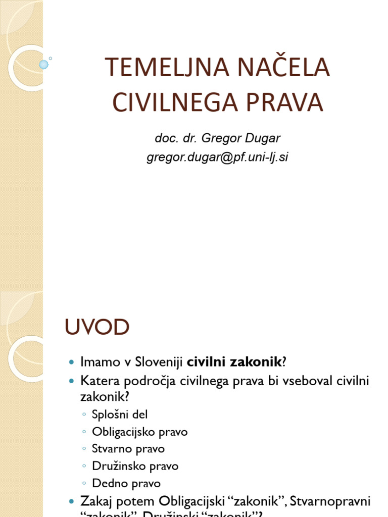 Temeljna Načela Civilnega Prava (2021 - 22) | PDF