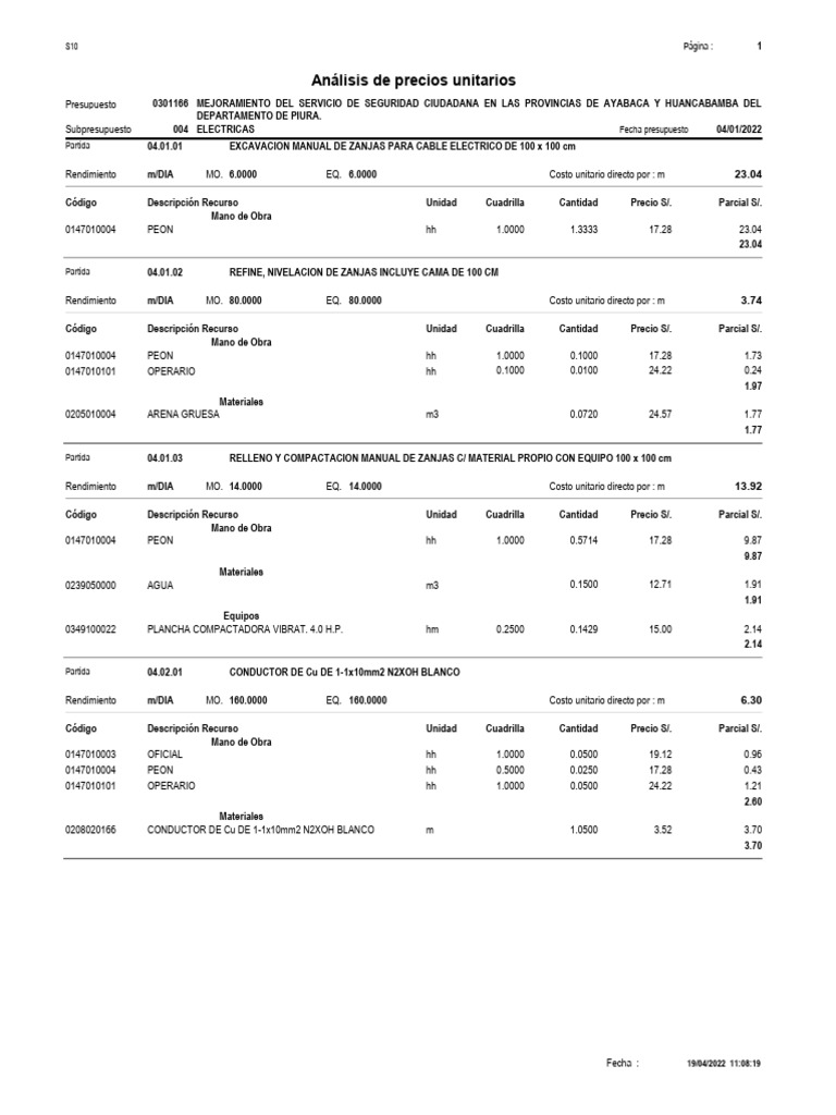 APU INSTALACIONES ELECTRICAS (2) | PDF | Presupuesto | Ingenieria Eléctrica