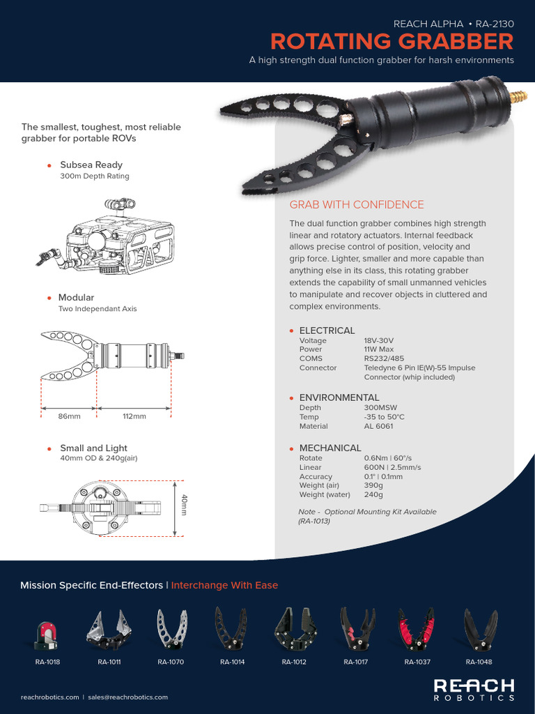 ROV Grabber for Harsh Environments | PDF | Manufactured Goods ...